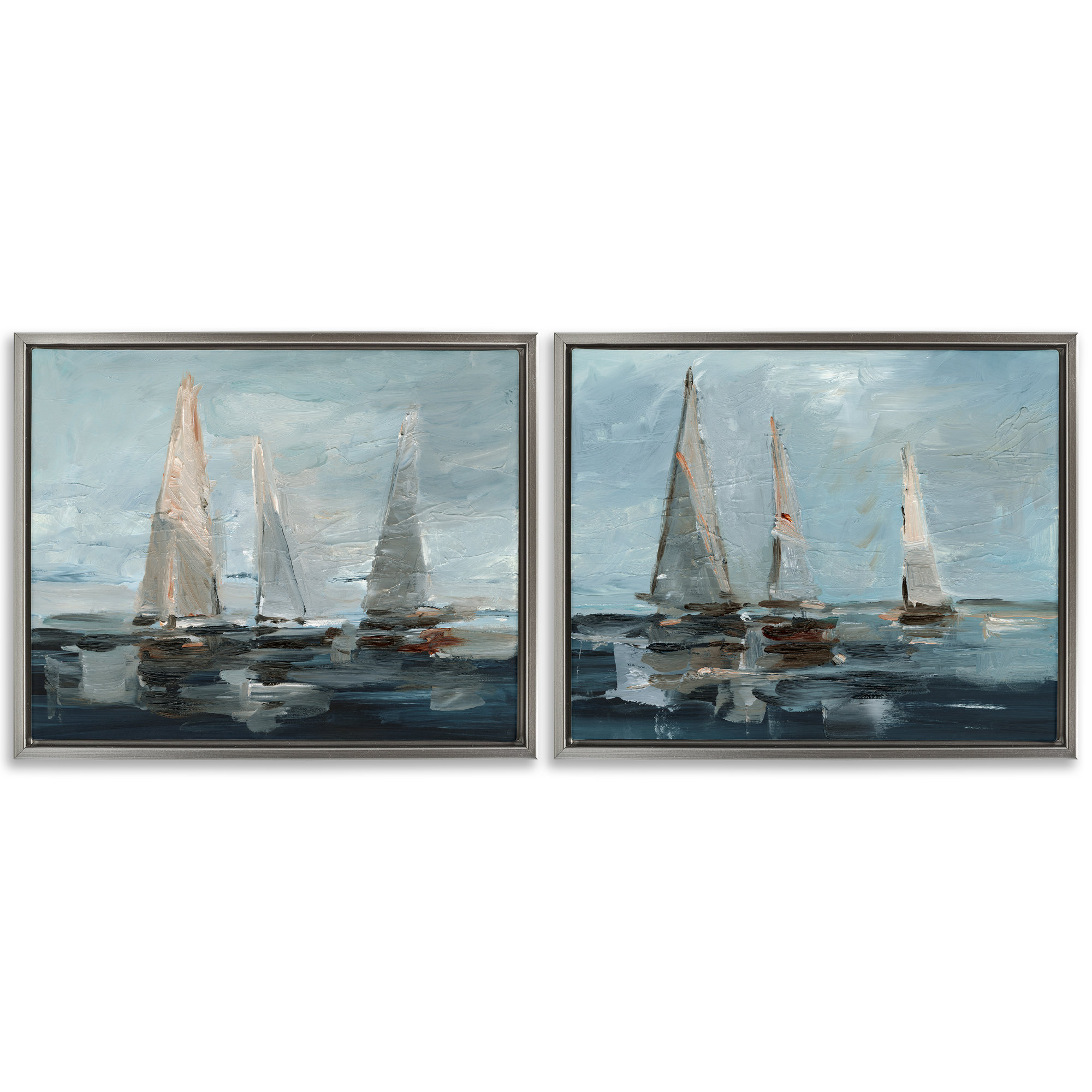 Longshore Tides Sailboat Seascape Impressions 2 PC Framed Floater ...