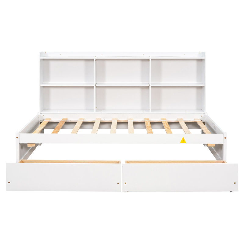 TYUNABRN Stylish Bed With Side Bookcase For Bedroom Decor And Storage ...