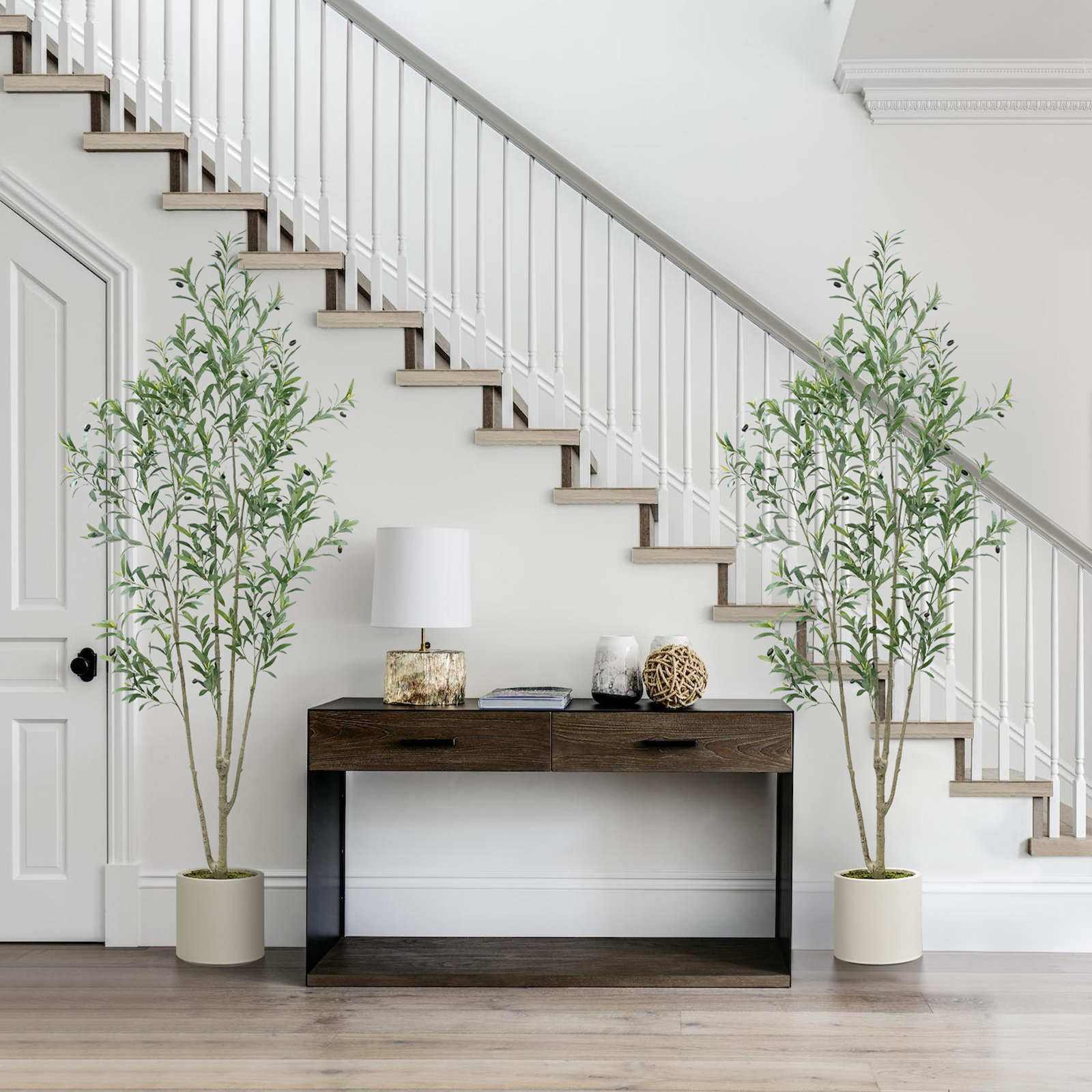 Primrue Lifelike Faux Olive Tree with White Planter – Realistic ...