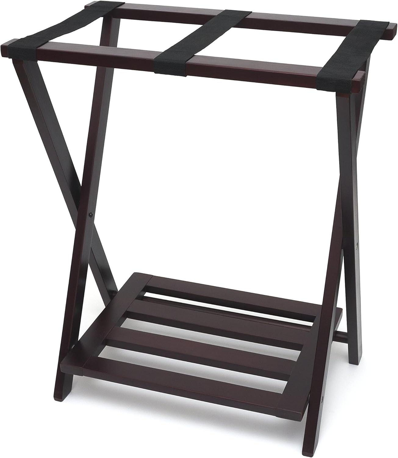 Co-t Folding Luggage Rack With Bottom Rack, Brown Finish - Wayfair Canada