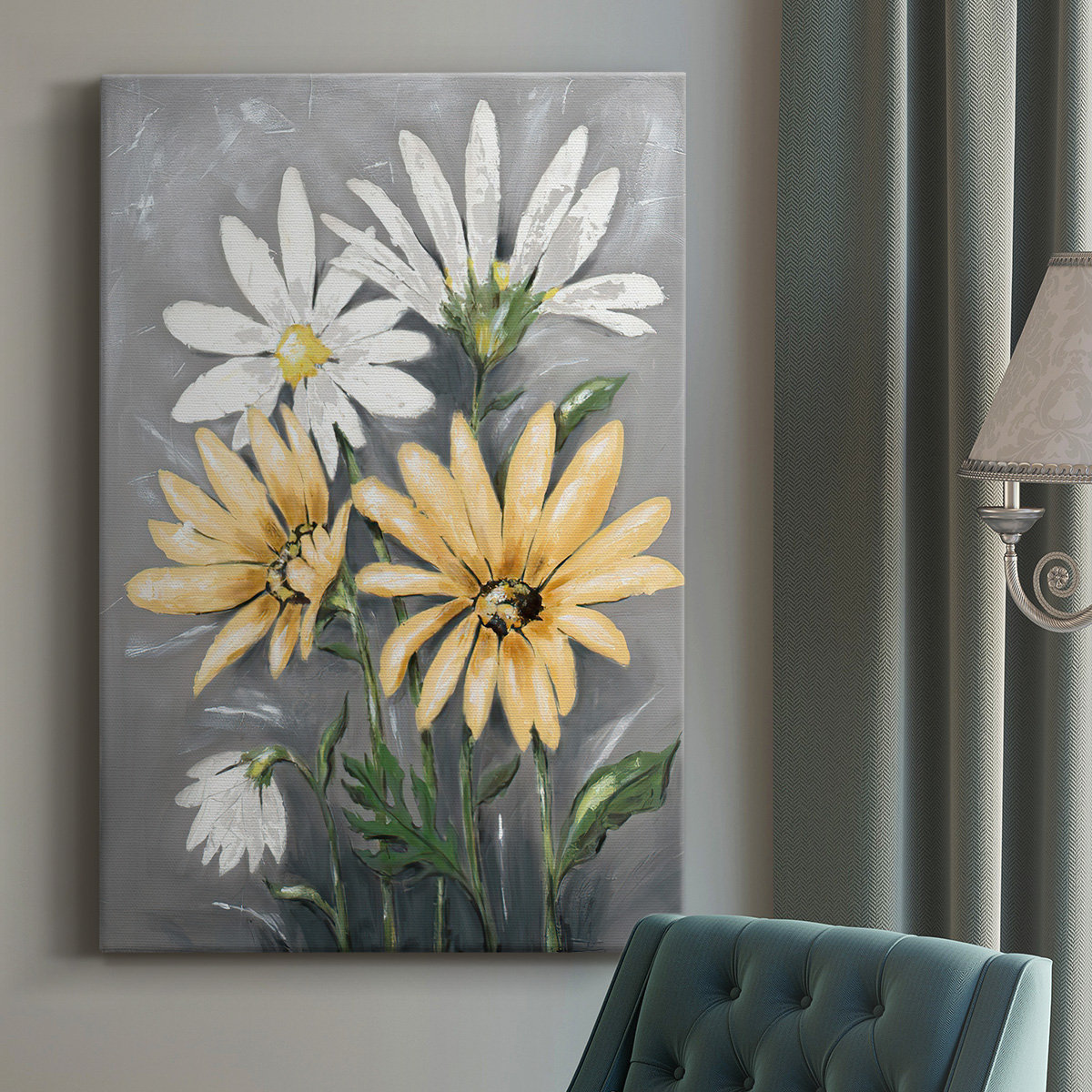 Rosalind Wheeler Summer Daisies II Premium Gallery Wrapped Canvas ...