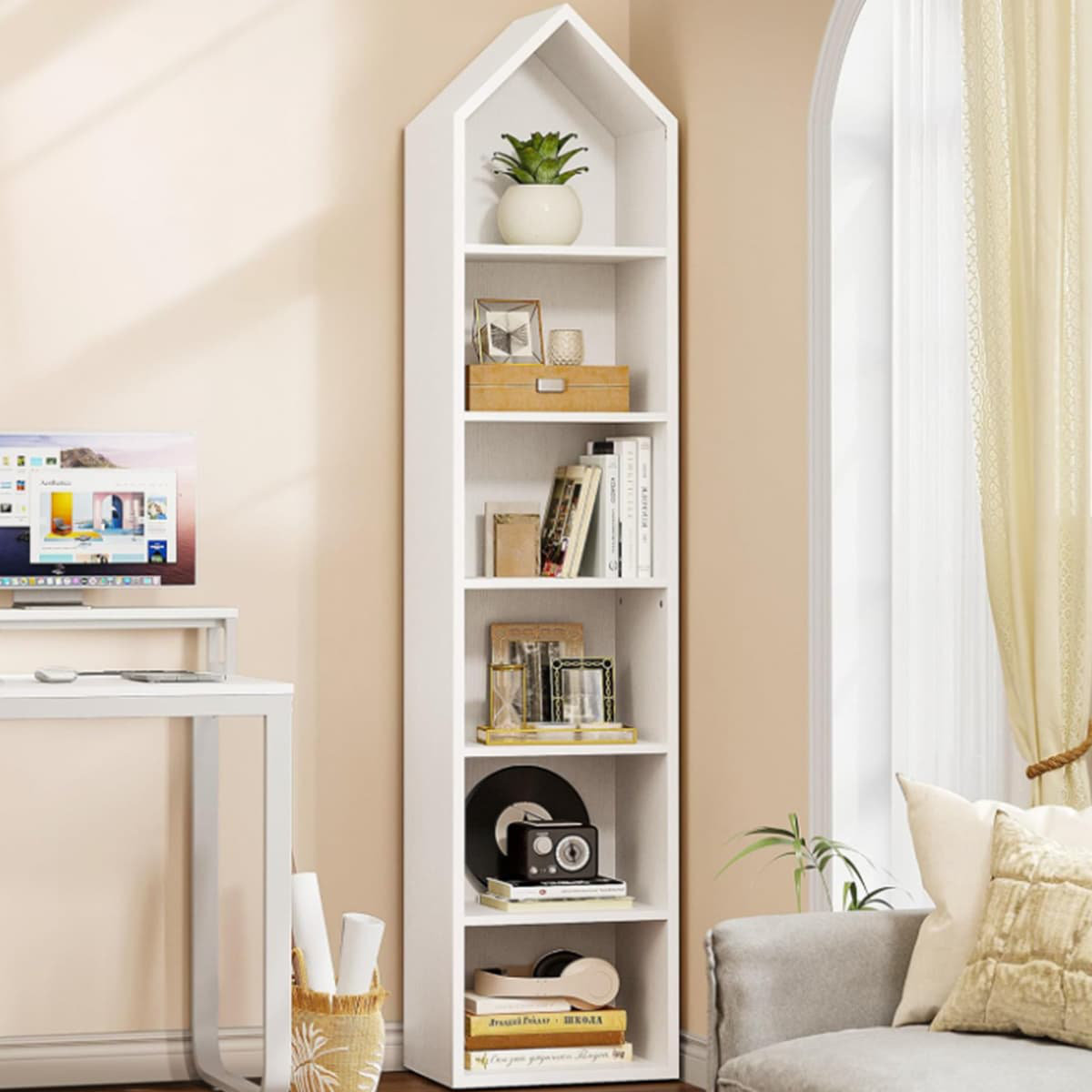 Latitude Run® Modern Open 5 Level Bookcase, Small Space Wooden Bookcase ...