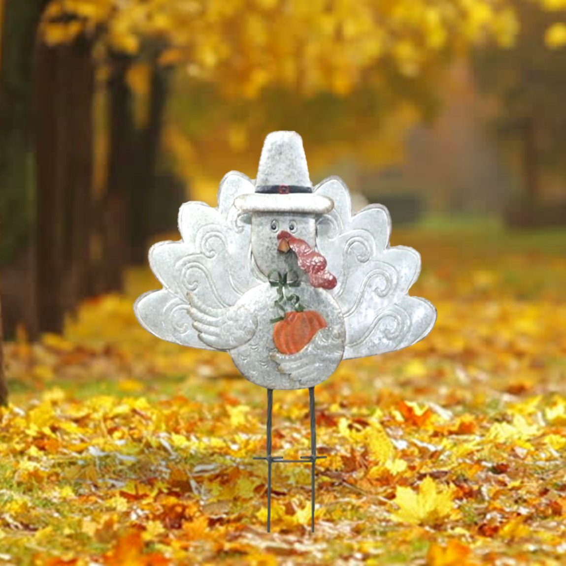 The Holiday Aisle® 40.7" Tall Thanksgiving Turkey Galvanized Flat ...