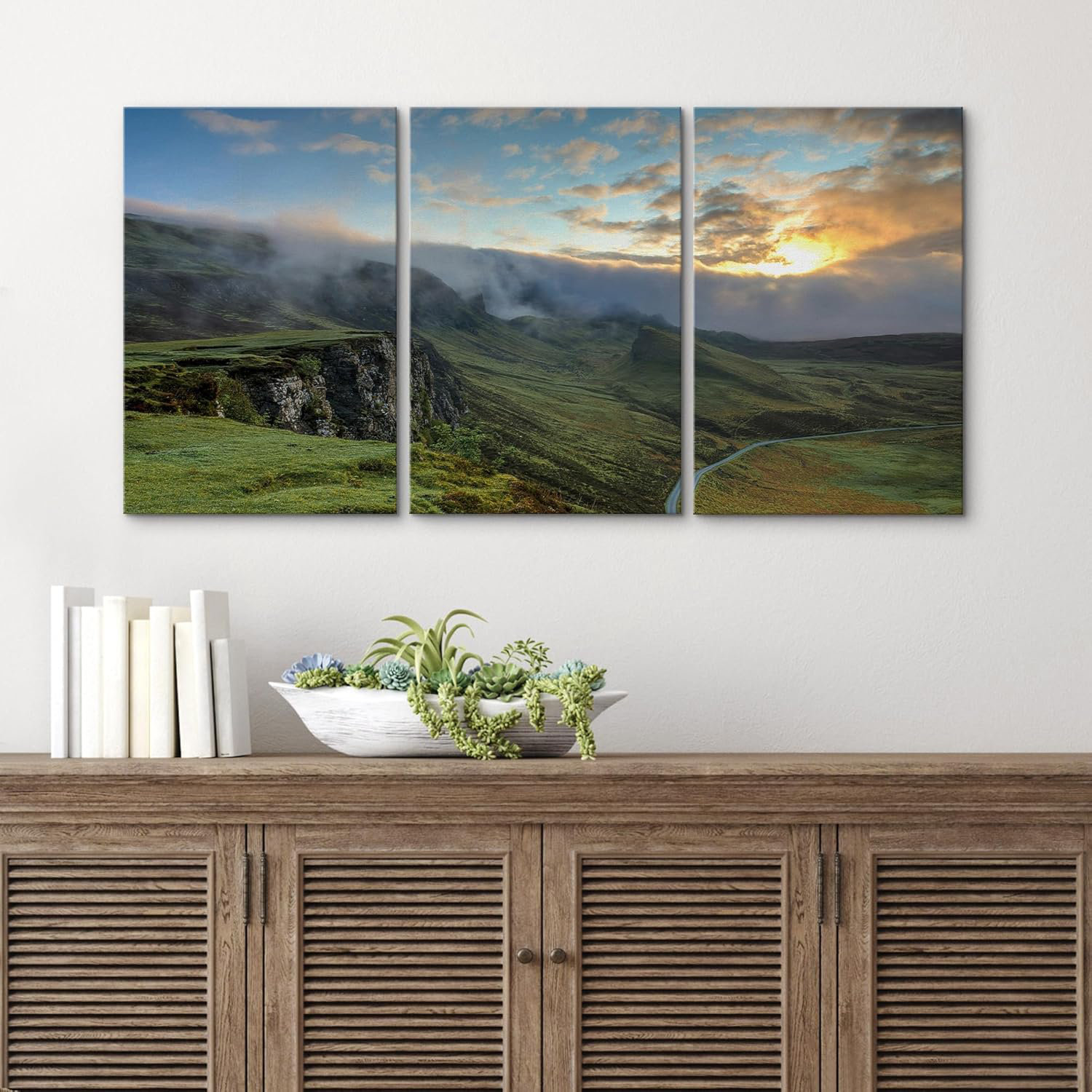 IDEA4WALL Sunrise Over Green Hills Morning Glow Landscape Photography ...