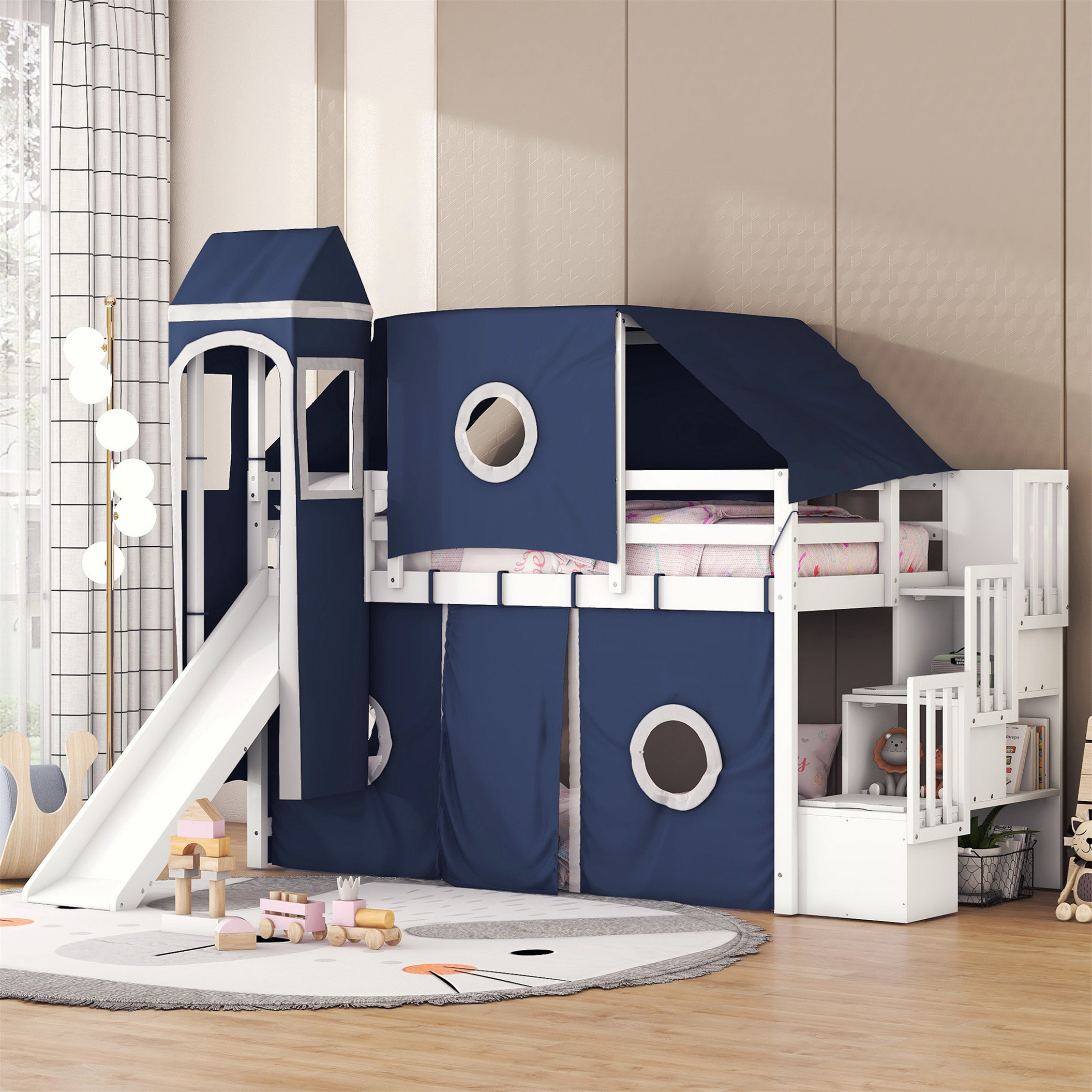 Sunside Sails Sturdy and Stylish Loft Bed with Castle Design, Perfect ...