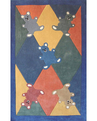 American Home Rug Co. Kiddie Handmade Performance Orange/Green/Blue Rug ...