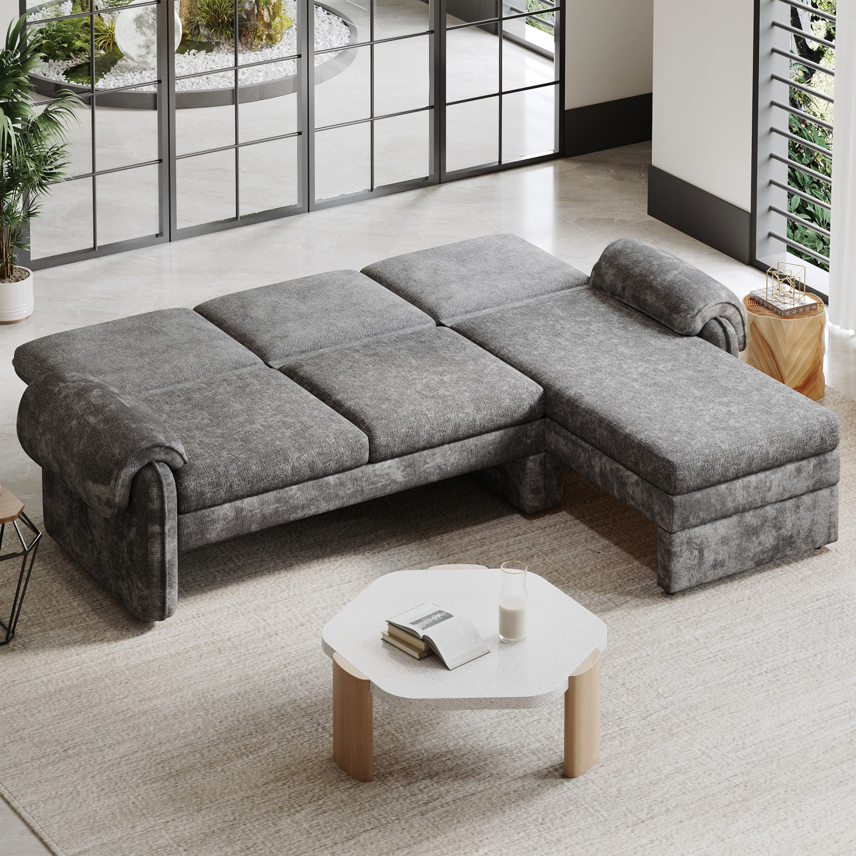Latitude Run® Modern sofa, convertible futon sofa bed, adjustable ...