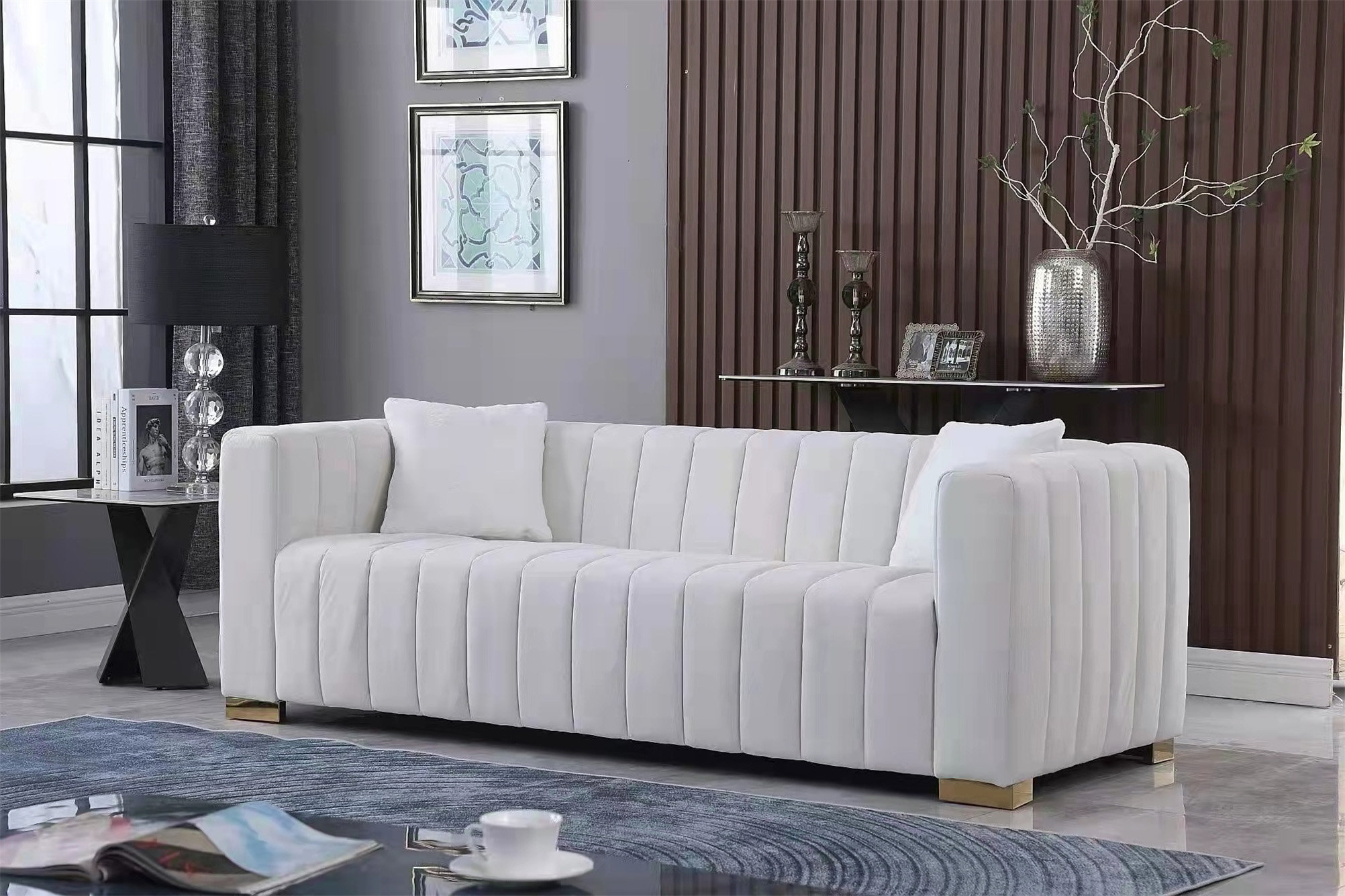 Everly Quinn Reshaud A Modern Channel Sofa Take On A Traditional ...