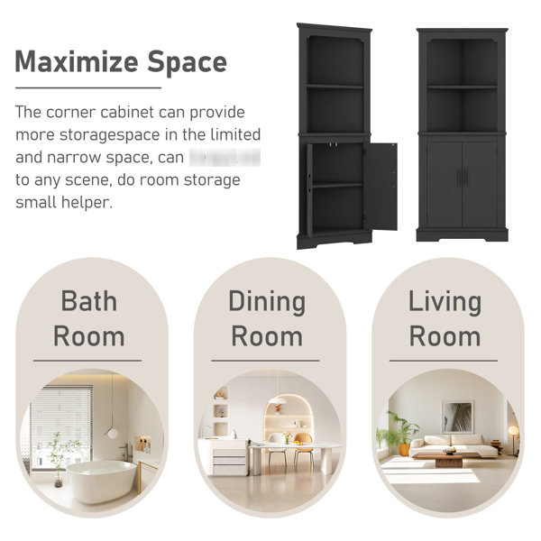 Lark Manor™ Beige Corner Cabinet With Ample Storage | Wayfair