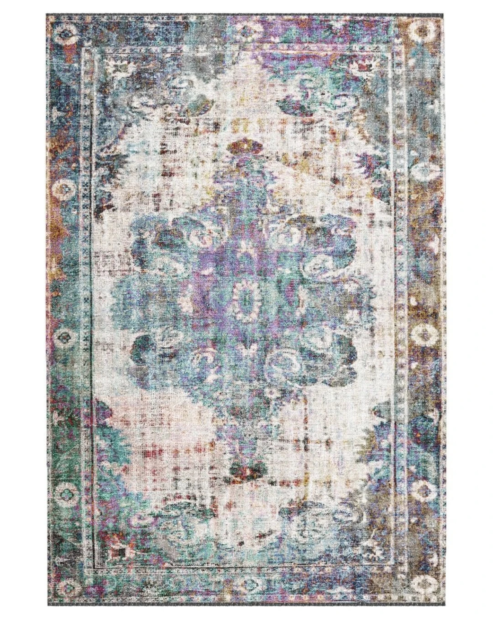 Dakota Fields Cece Oriental Multicolored Machine Woven Cotton Polyester ...