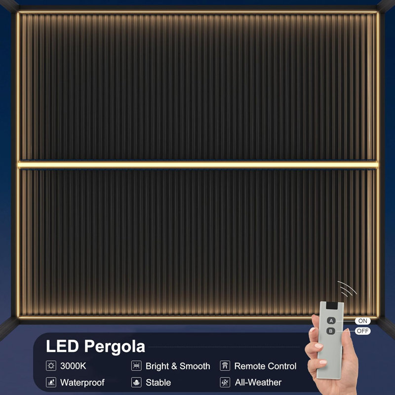 Purple Leaf Led Louvered Pergola Full Aluminum Frame And Adjustable ...