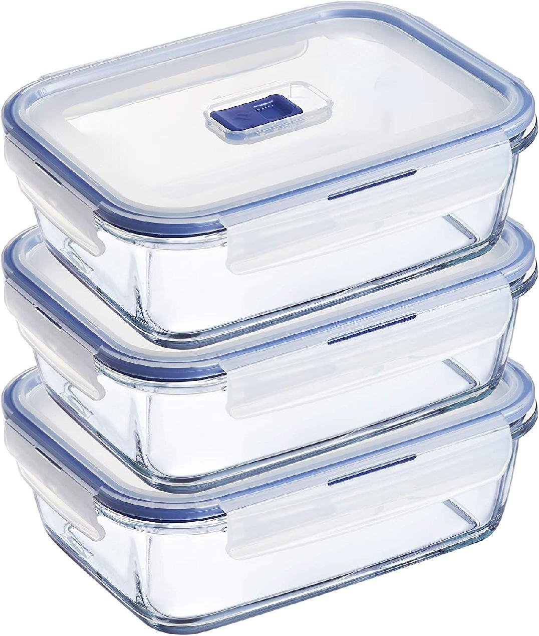 Prep & Savour Cashten Glass Food Storage - Set of 3 Containers and 3 ...