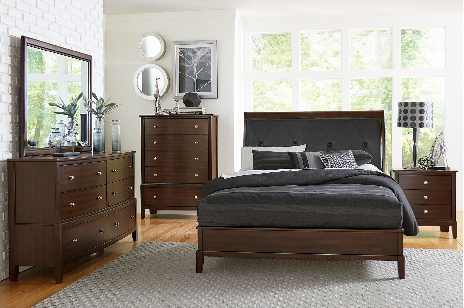 Wildon Home® Guylaine Felicle Cherry Faux Leather Upholstered Panel ...