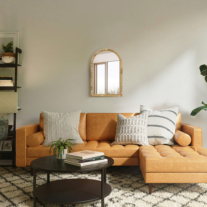 Bayou Breeze 16"×24" Handmade Rattan Framed Wall Mirror, Rustic ...