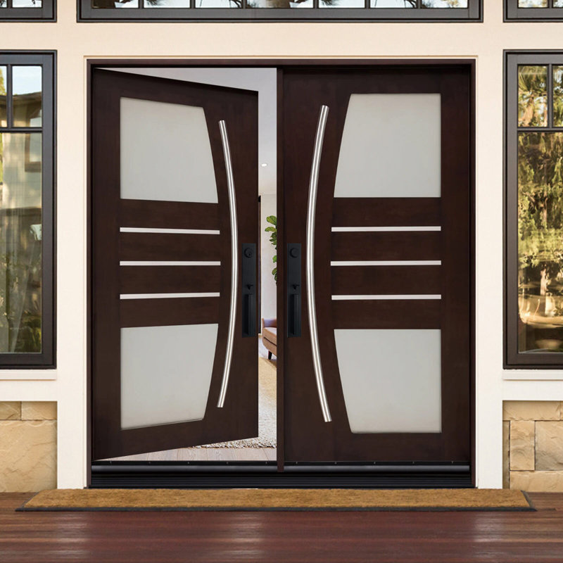 NEWBANG BGW Doors Modern Door For Entry Crafted Mahogany In Dark Walnut ...