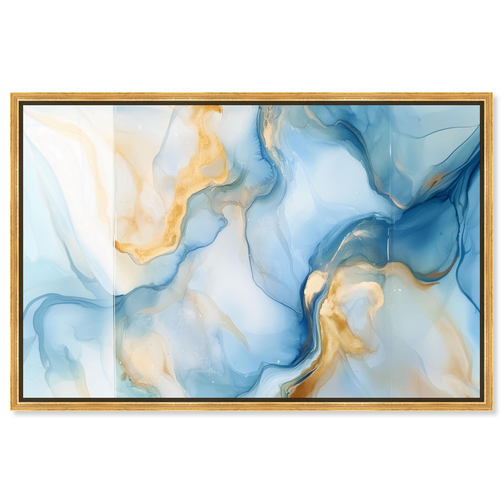 Everly Quinn Blue Veined Gold Canvas Teal Wall Art by | Wayfair