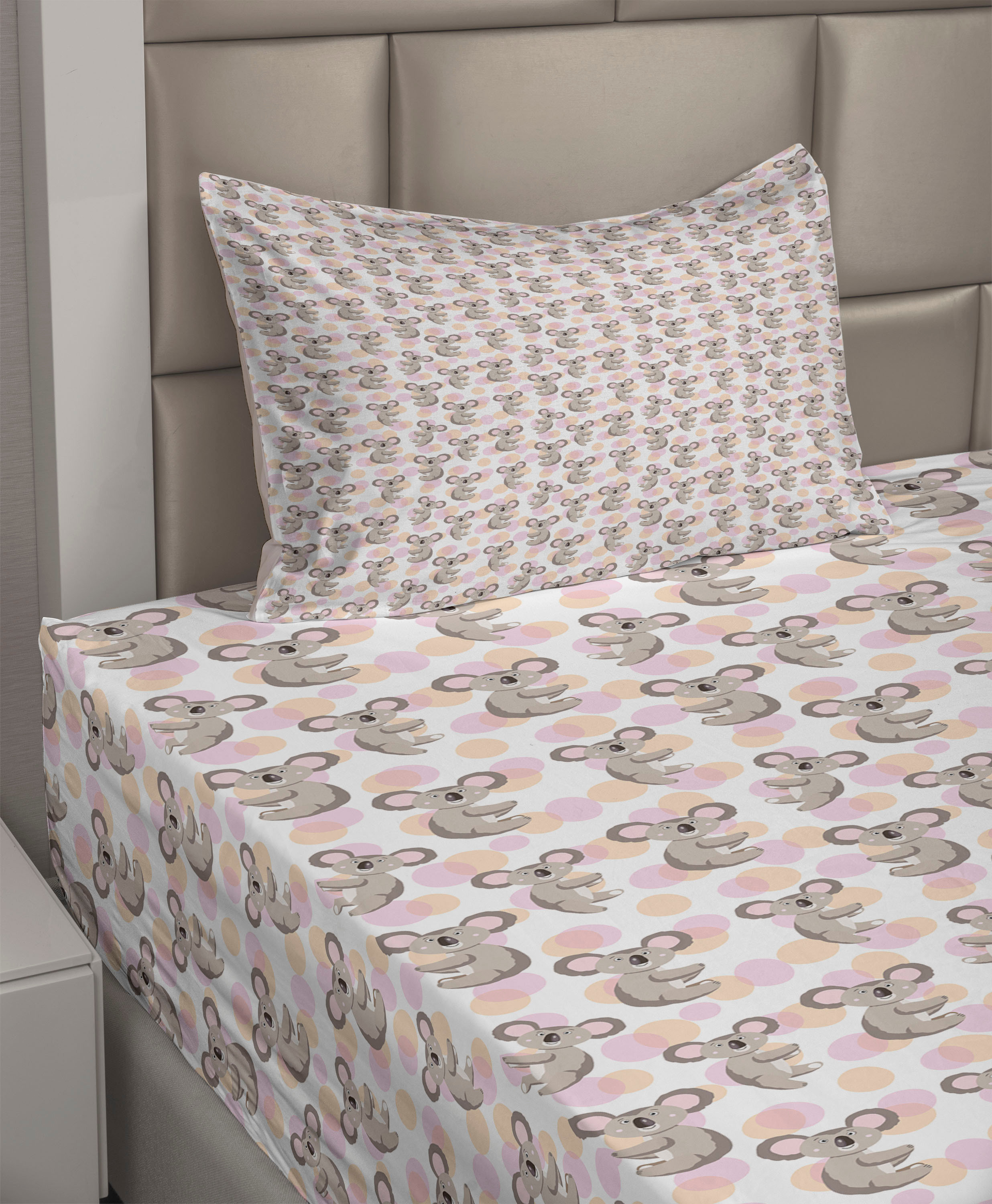 Ambesonne Koala Sheet Set Australian Animals Circles Pale Peach Soft ...