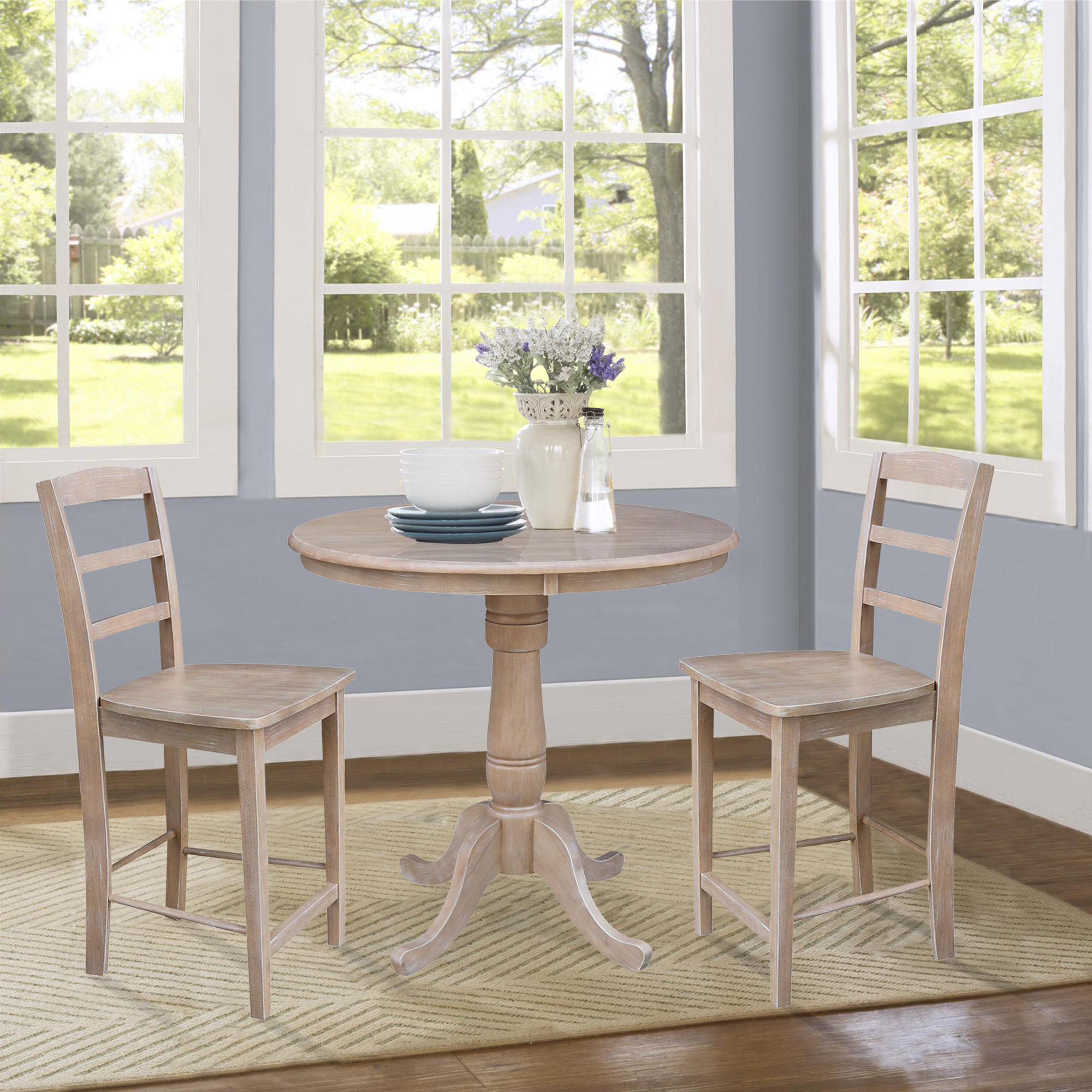 August Grove® 3 - Piece Counter Height Solid Wood Dining Set | Wayfair