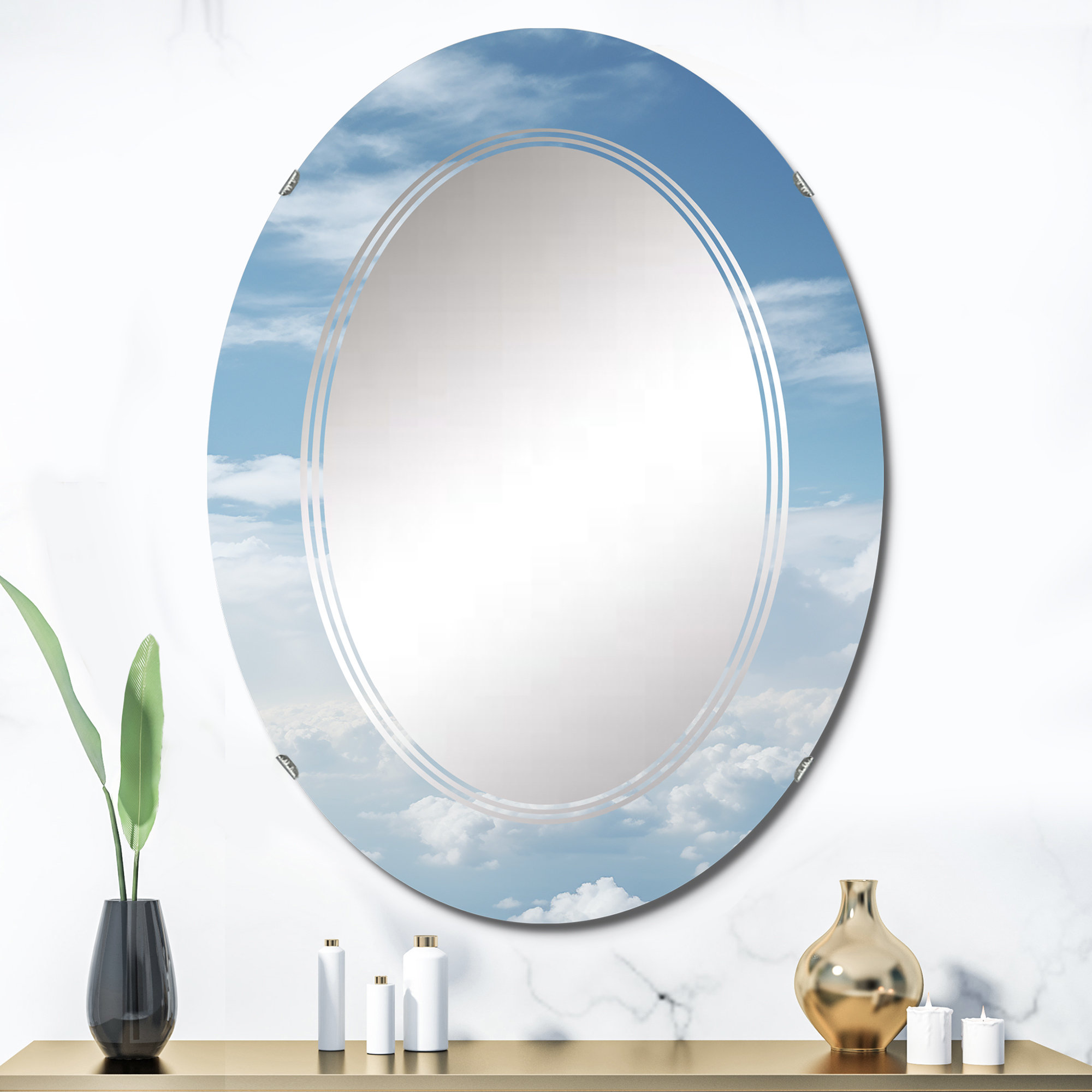 Ebern Designs Jeorgi - Landscapes Wall Mirror Oval - Wayfair Canada