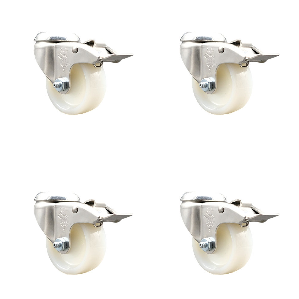 Service Caster Nylon Swivel Bolt Hole Caster Set with Lock Brake ...