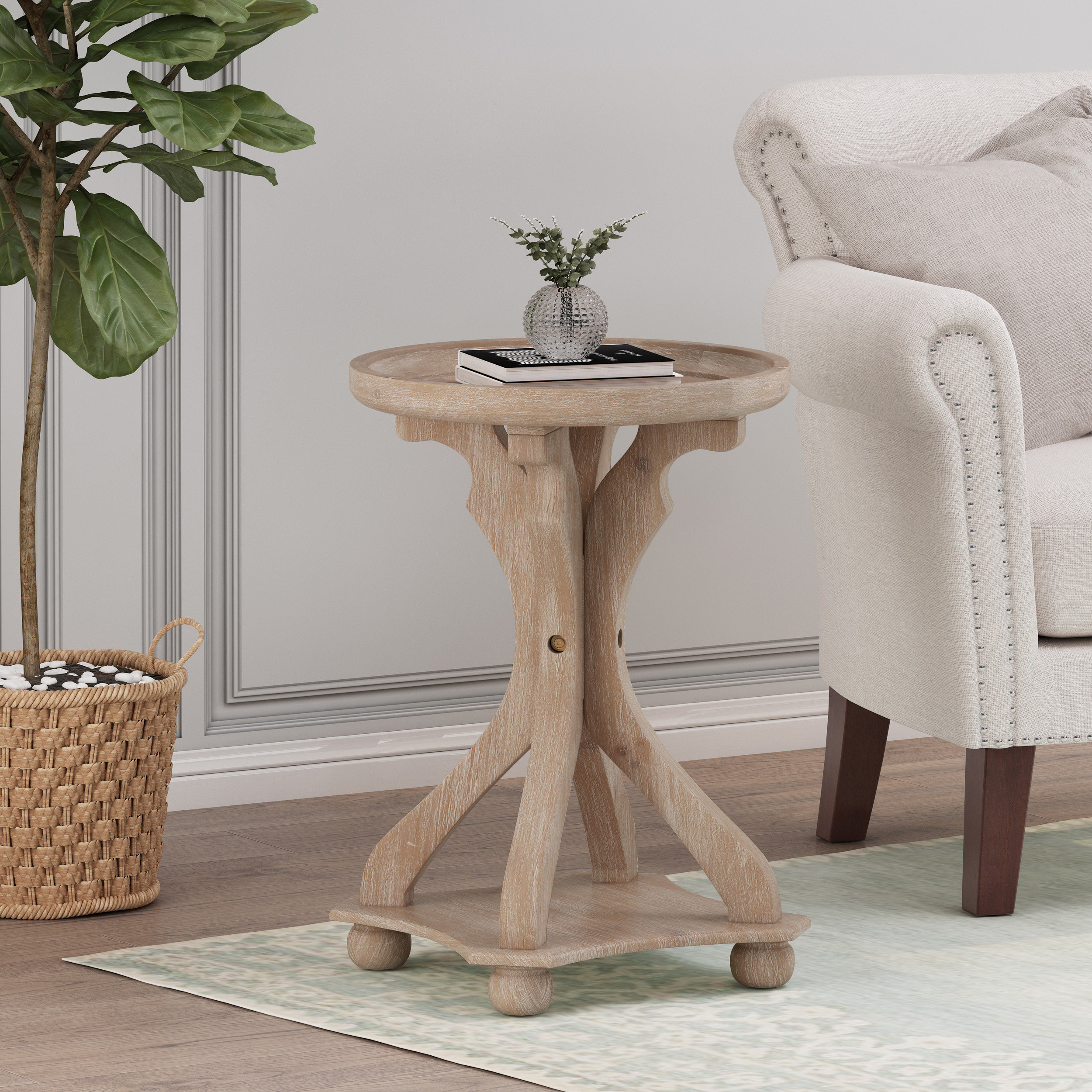 One Allium Way Tray Top Trestle End Table & Reviews | Wayfair