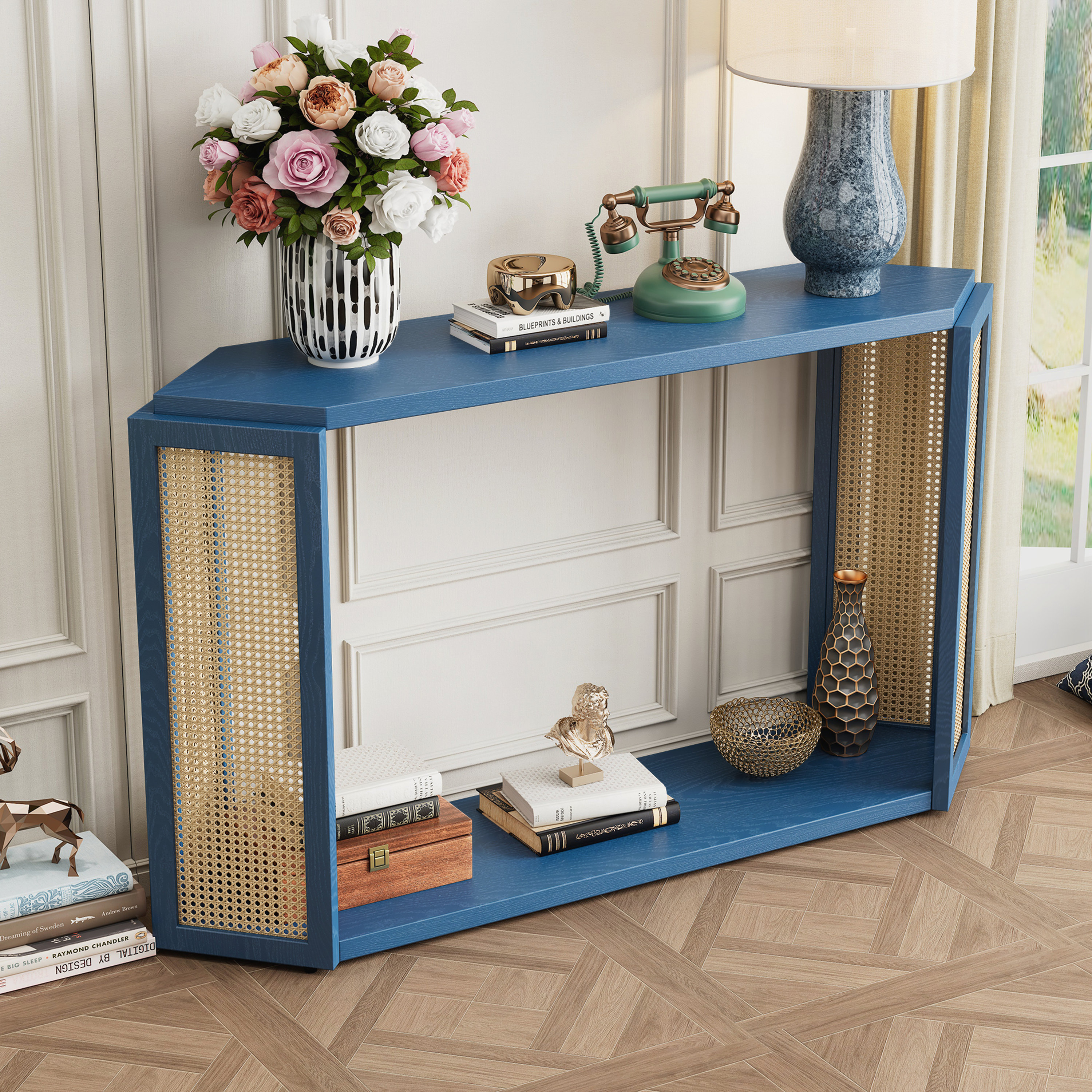 Latitude Run® Narrow Console Table with Unique Irregular Top Design ...