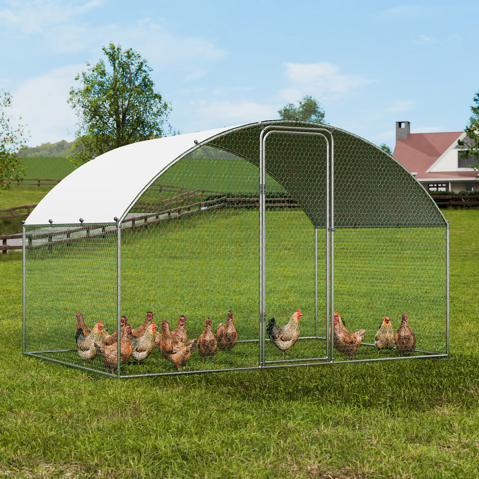 VEVOR 63 Square Feet Chicken Coop with Chicken Run | Wayfair