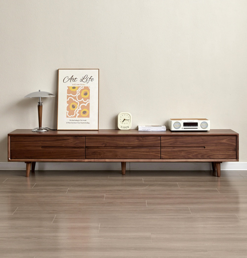 Dream cabinet Simple Solid Wood TV Cabinet Solid Wood 82.6'' W Storage ...