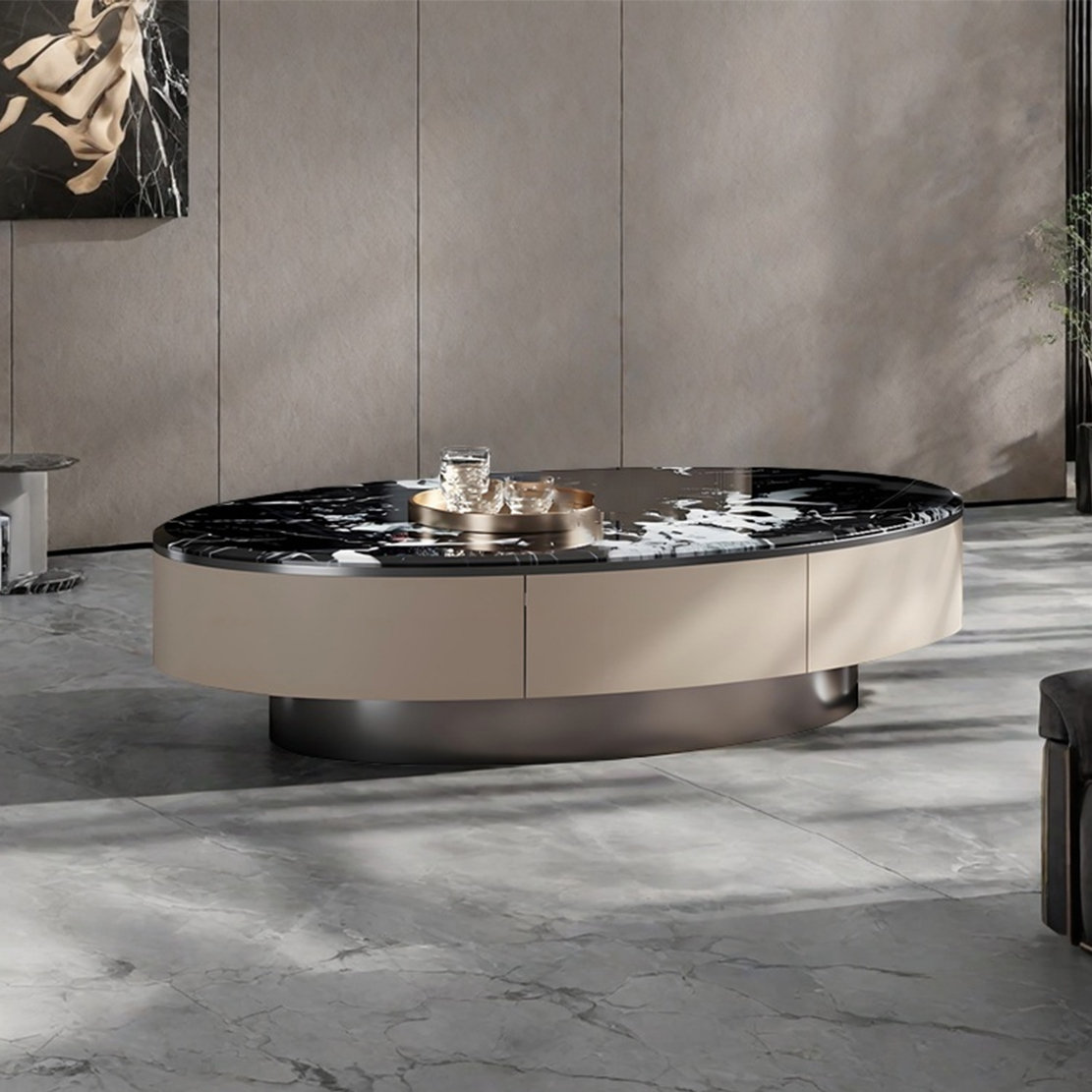 Wu's StylishVault Light luxury oval marble coffee table | Wayfair