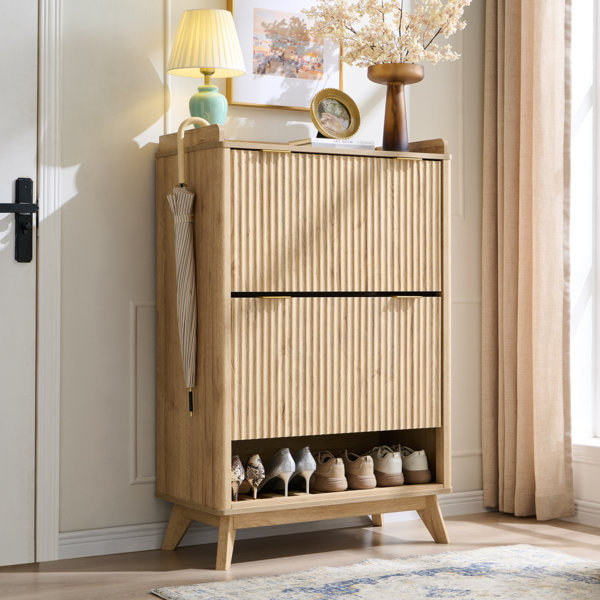 Corrigan Studio® 20 Pair Shoe Storage Cabinet With 2 Shutter Doors ...