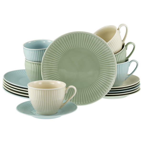 Creatable Valencia Pastel 18 Piece Porcelain Coffee Service for 6 ...
