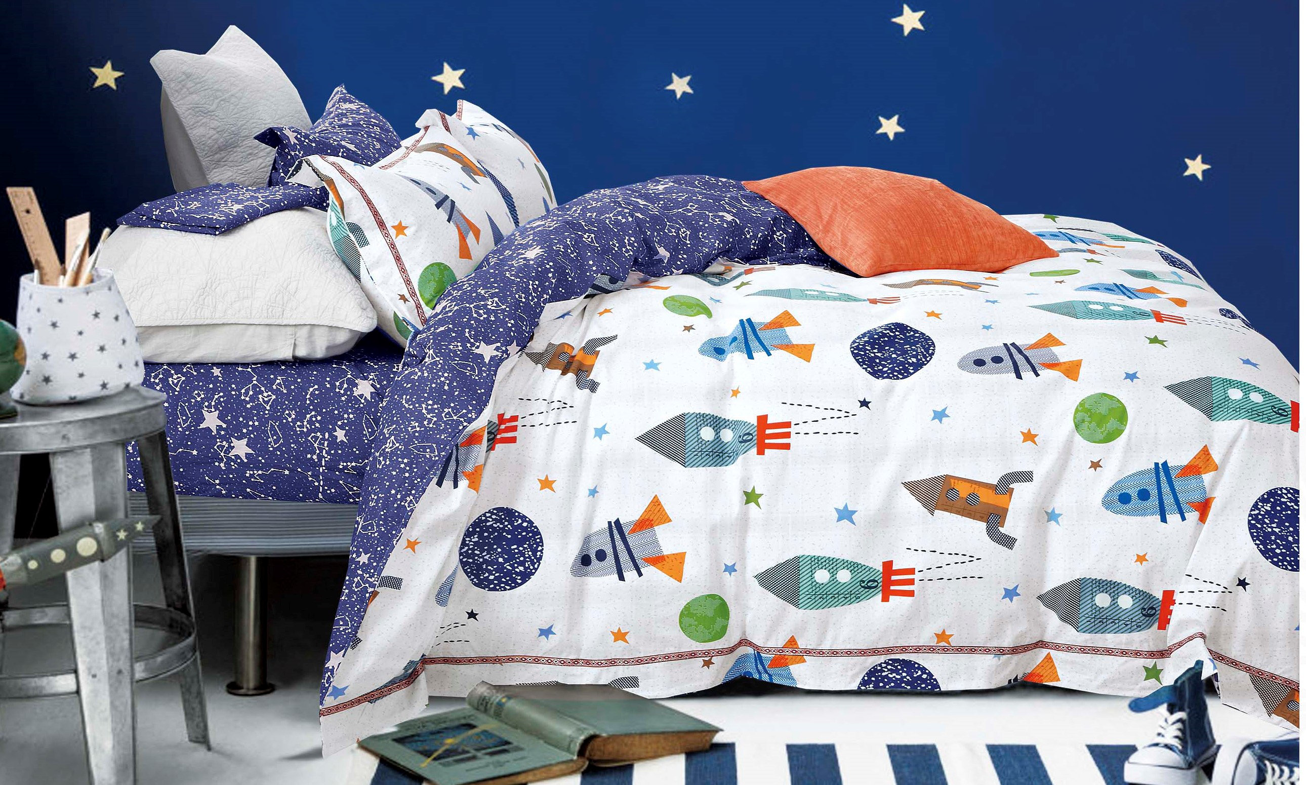 Say Yes Bedding Johanas Rocket Ship 100% Cotton Comforter Set & Reviews | Wayfair
