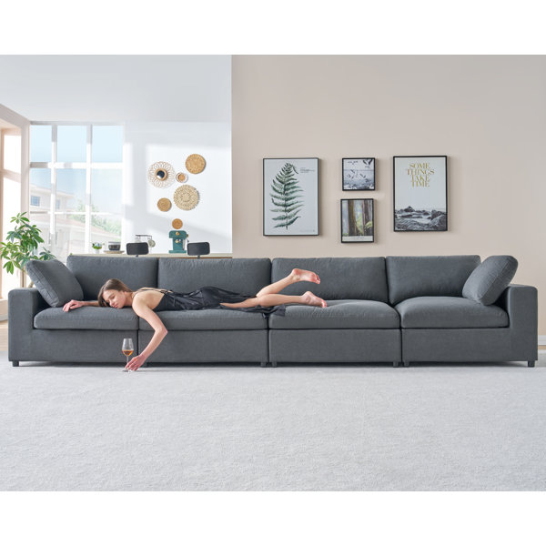 Latitude Run® 114 Inches Sectional Couch, Modular Down Filled Sectional ...