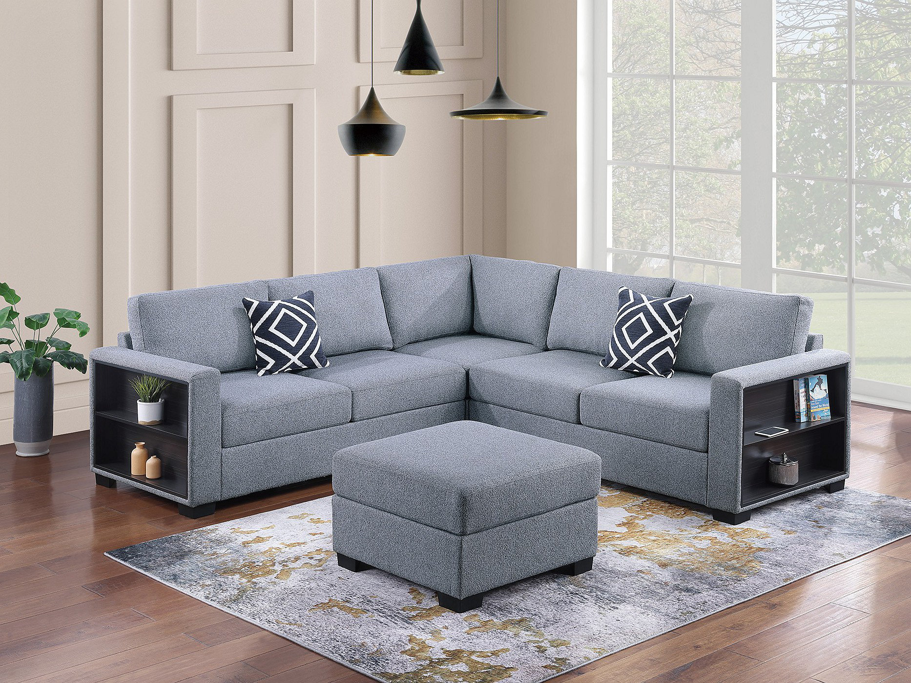 Orren Ellis Contemporary Functional Sectional Sofa 4Pc Set Boucle Couch ...