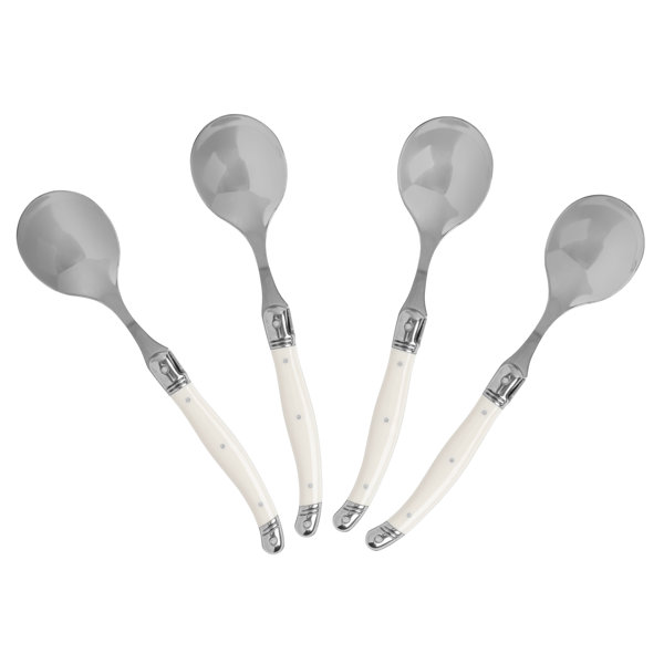 French Home Laguiole Soup Spoons with Faux Ivory Handles, 4-Piece Set ...