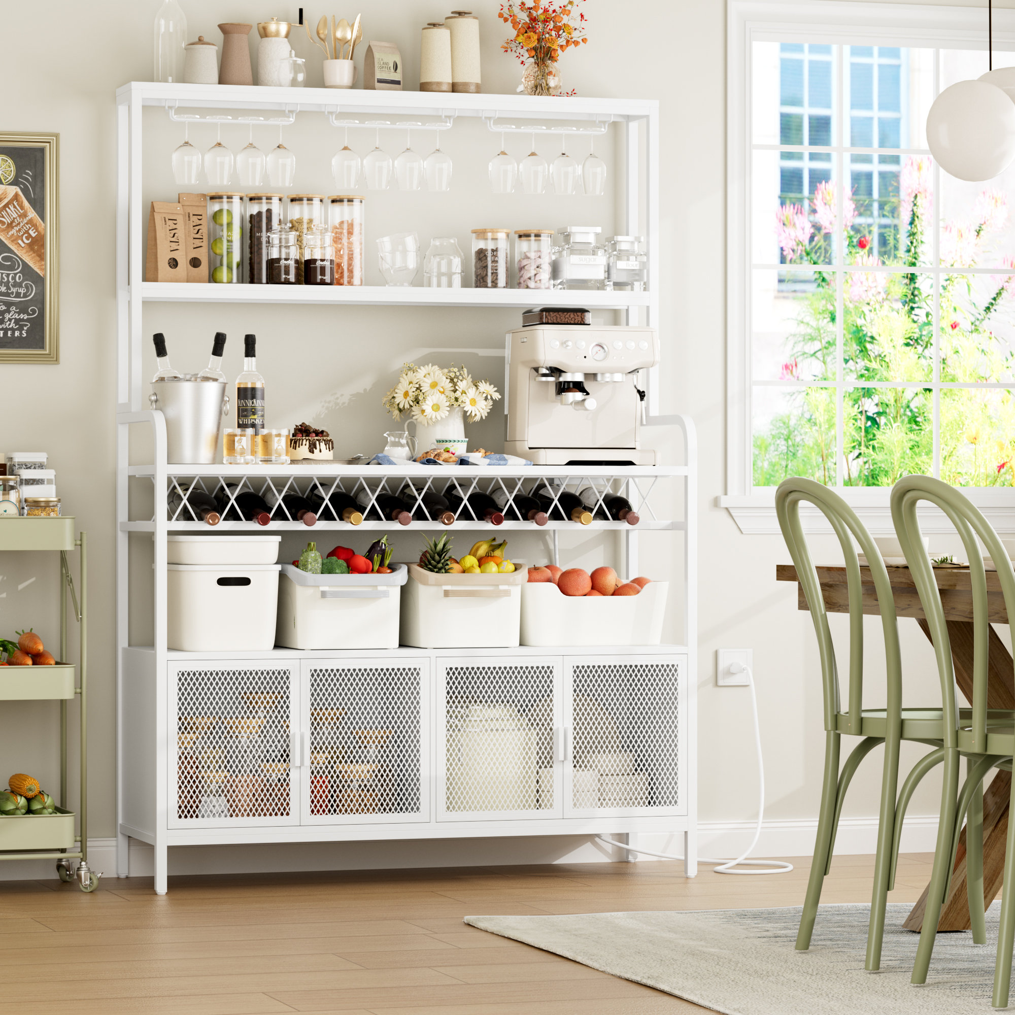 17 Stories 47.2 W Kitchen Bakers Rack with Microwave Shelf, Outlet ...