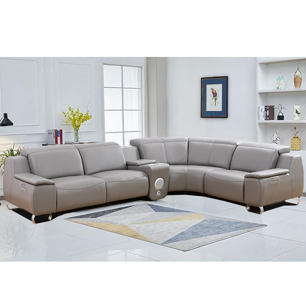 Orren Ellis Devra 4 - Piece Leather Sectional | Wayfair