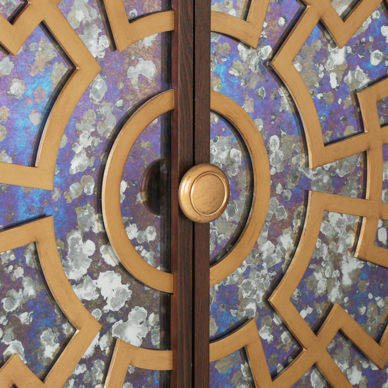 Bungalow Rose Muamar Solid Wood 2 - Door Mirrored Accent Cabinet | Wayfair