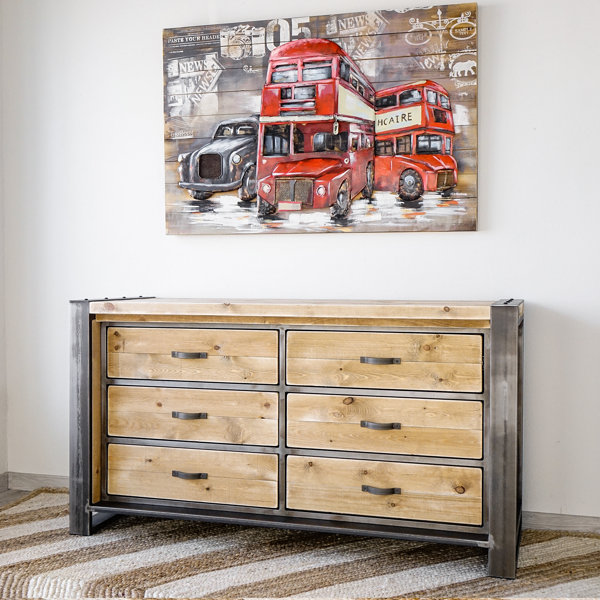 Symple Stuff Industrial Chest Of Drawers With Wooden Drawers Factory ...