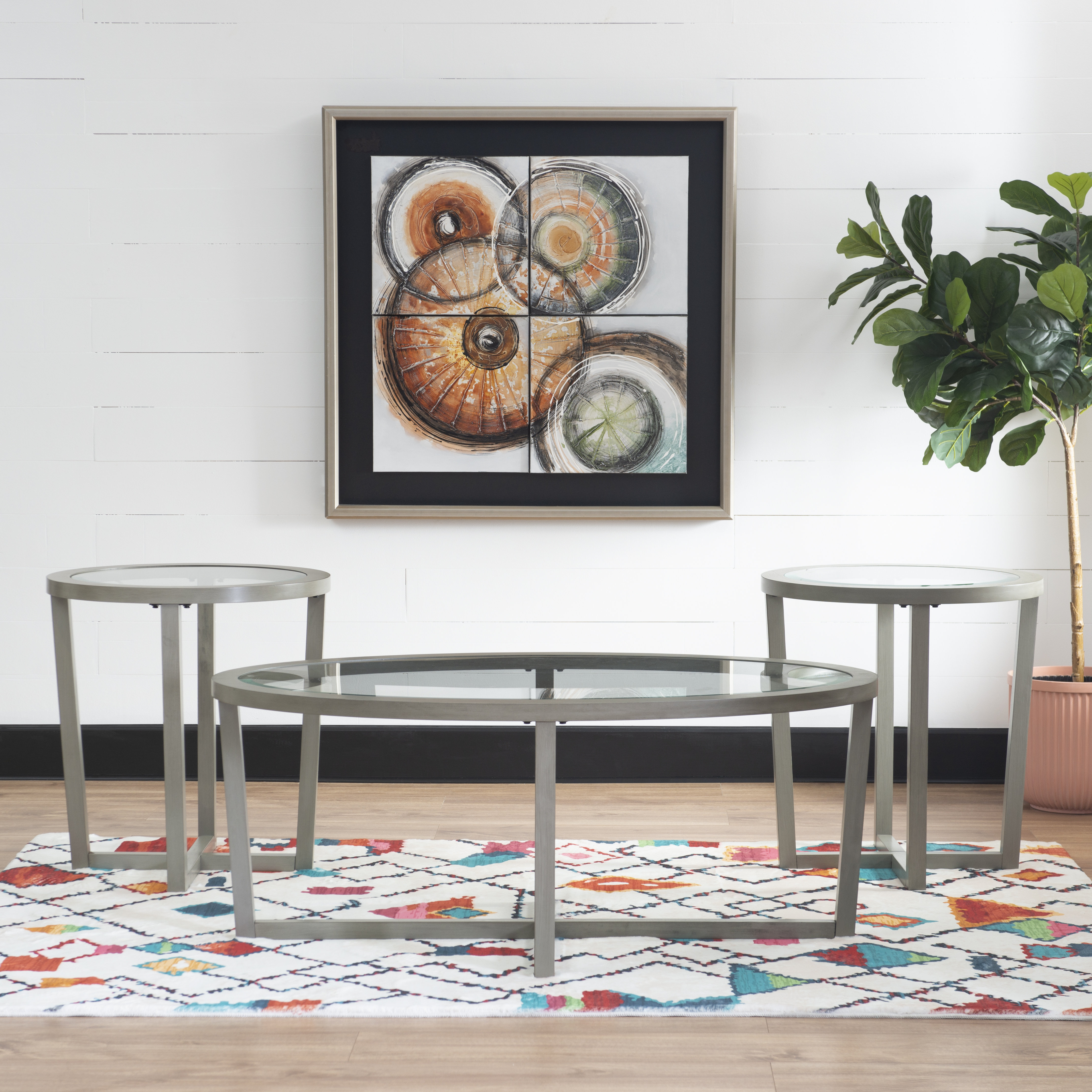 Wade Logan® Athenia 3 - Piece Glass Top Living Room Table Set & Reviews ...