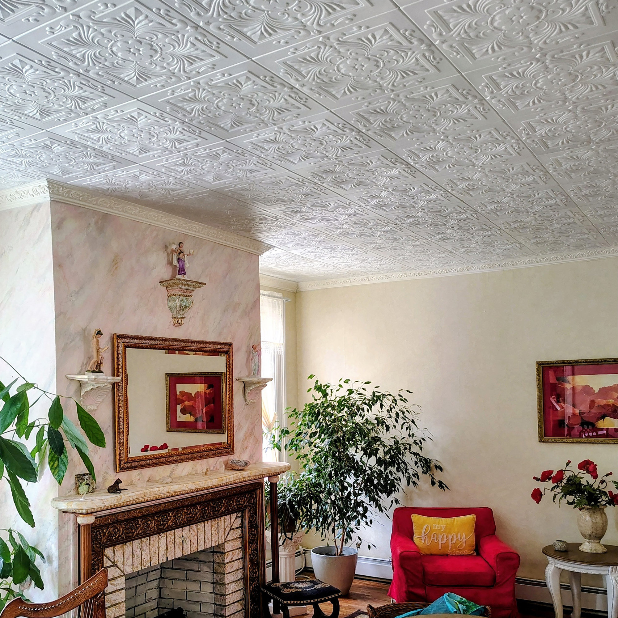 A La Maison Ceilings Victorian 1.6 ft. x 1.6 ft. Polystyrene Glue-up ...