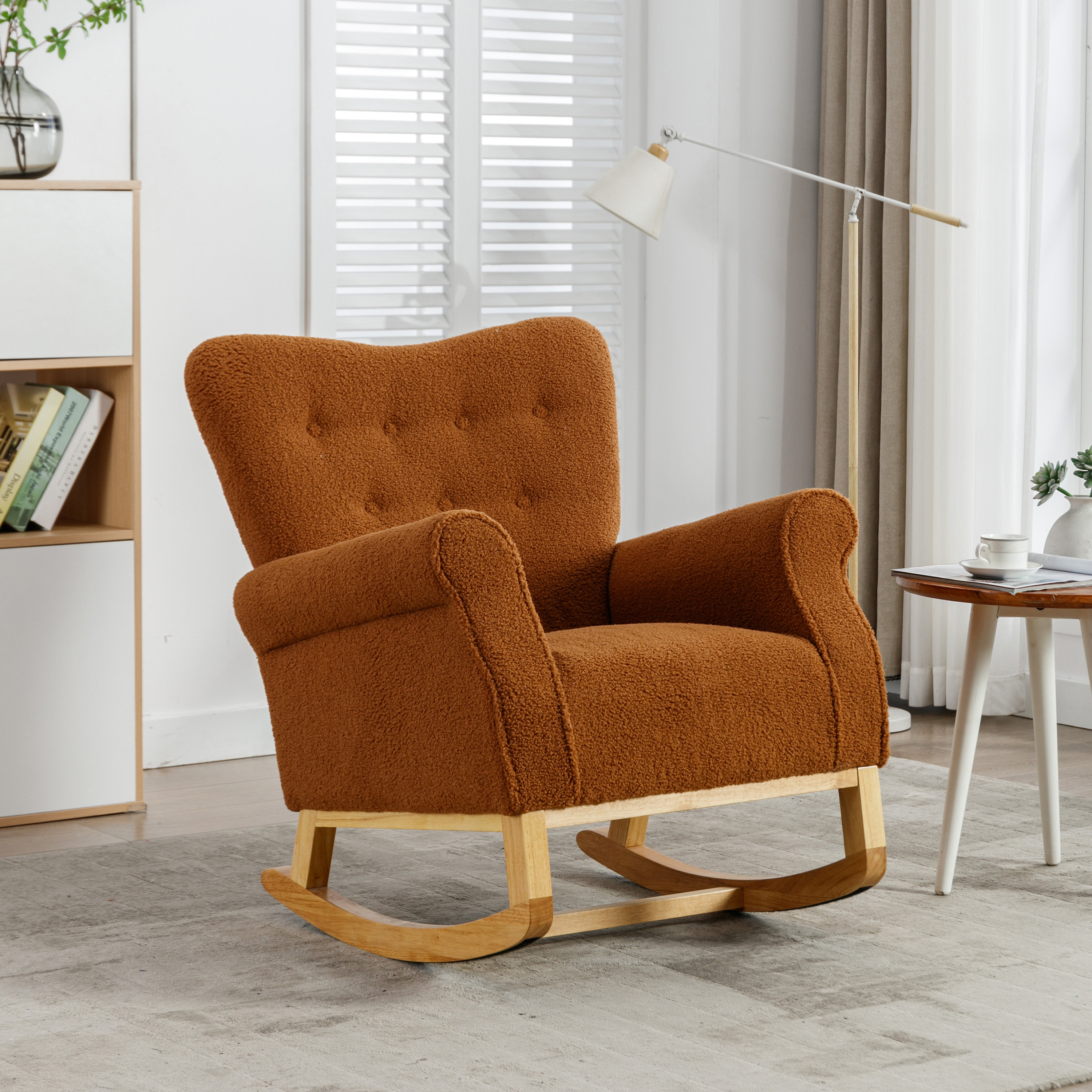 Harriet Bee 33.1" Wide Tufted Rolled Arm Wingback Rocking Chair ...
