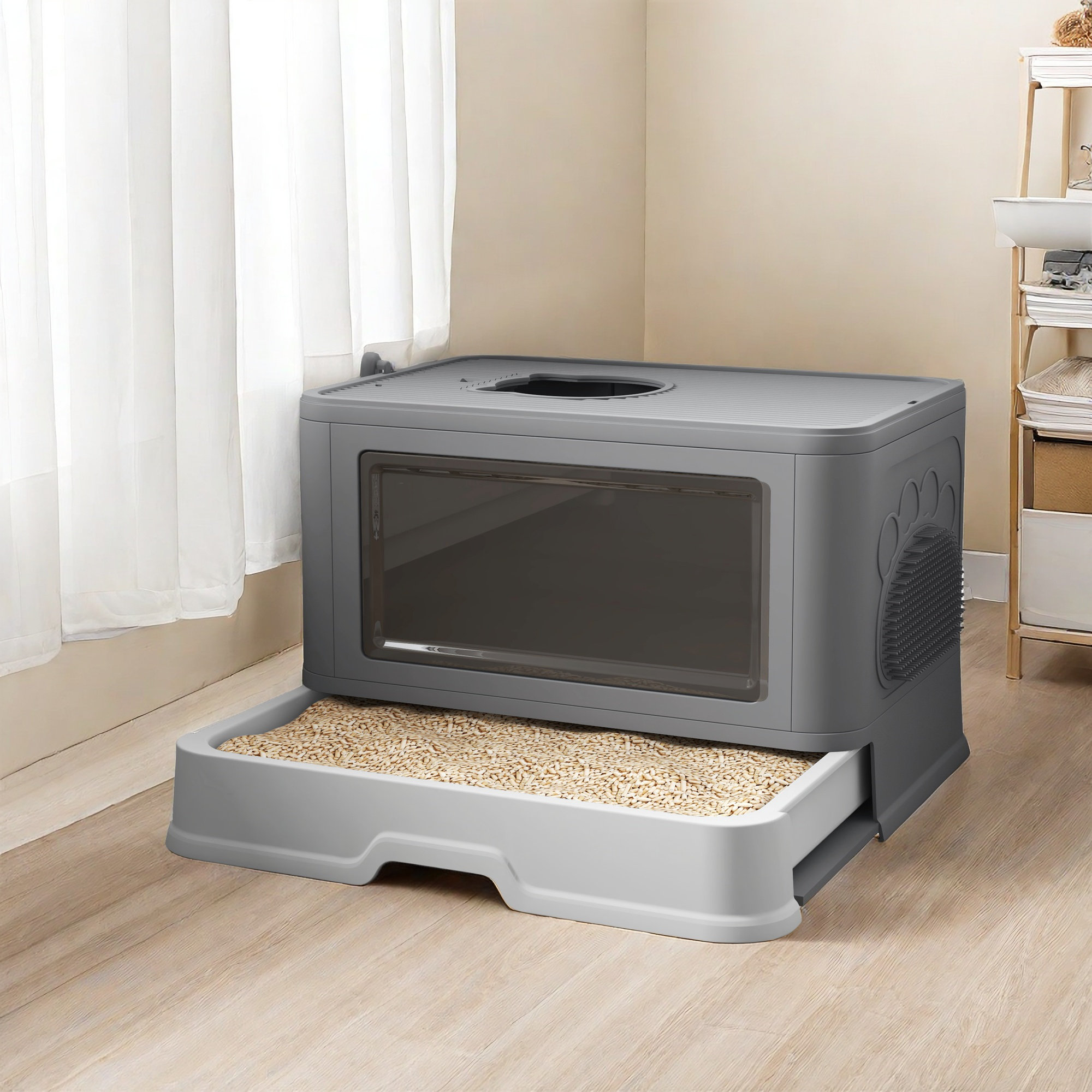 Tucker Murphy Pet™ Enclosed Cat Litter Box Cat Litter House with Scoop ...