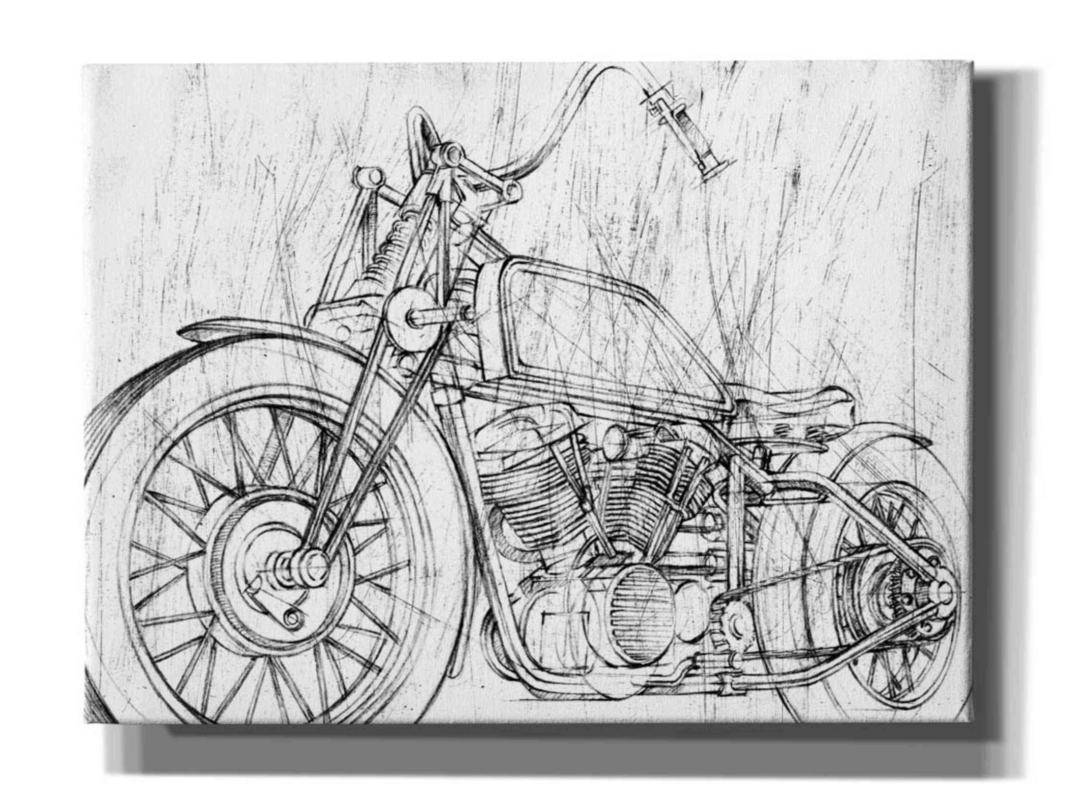 Williston Forge Kimbrielle Inverted Motorcycle Mechanical Sketch II On ...