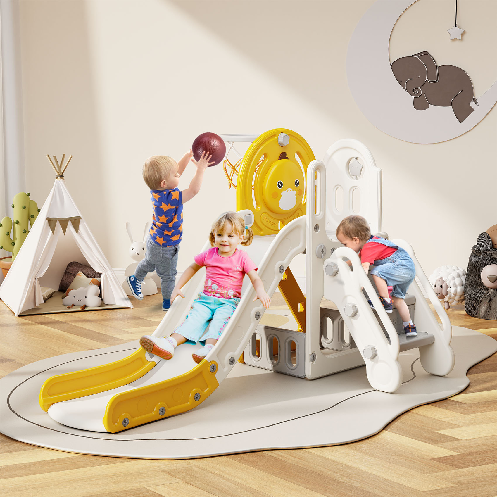 Suteck 5 in 1 Toddler slide, Kids Slide with Climber Outdoor Indoor ...