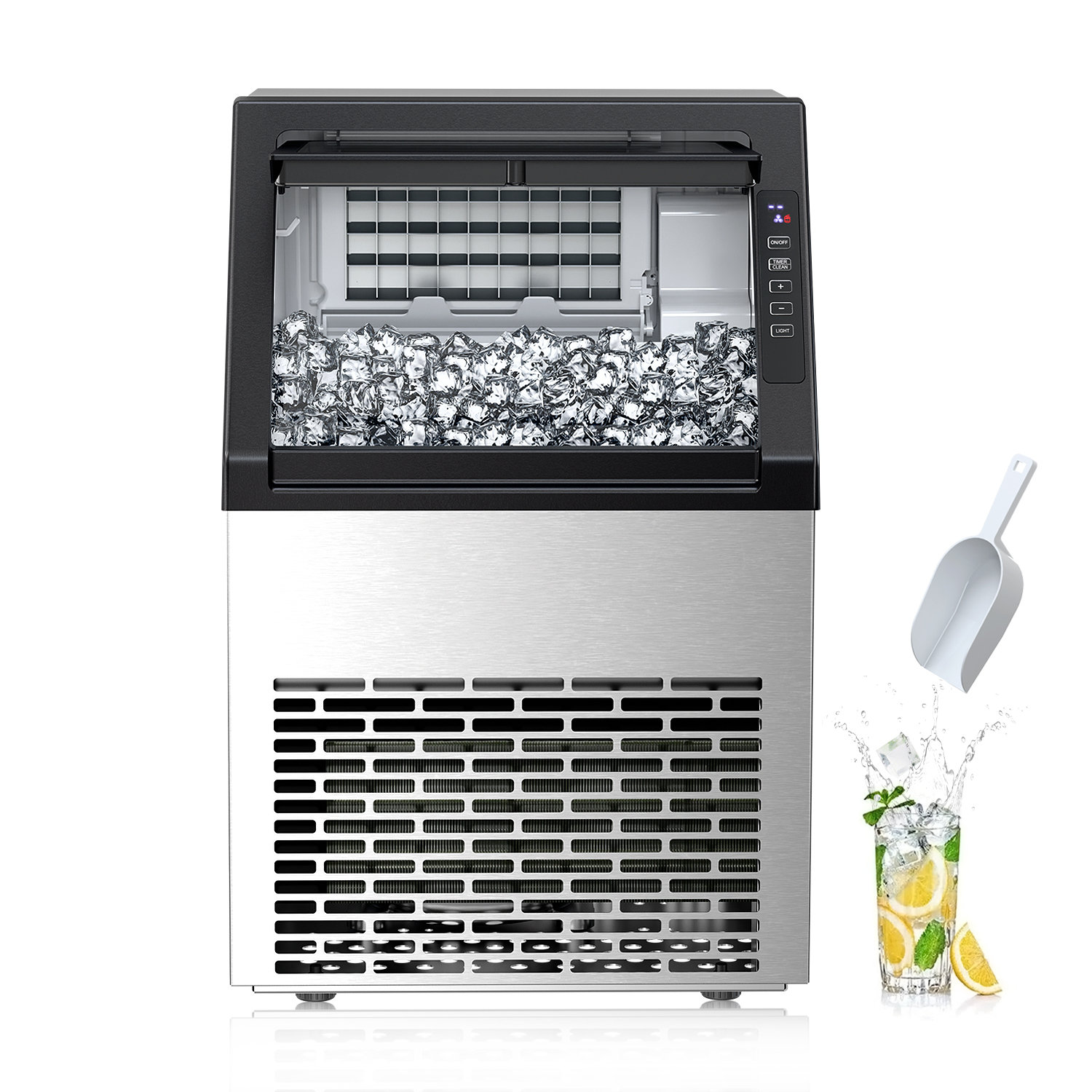 Electactic 80lbs/day Commercial Ice Maker,produces 36 Bullet Ice Cubes ...