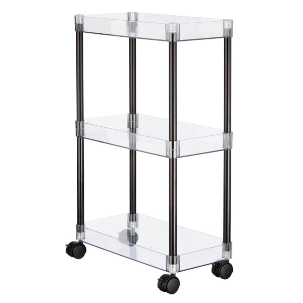 mDesign Slim 3-Tier Portable Household Rolling Cart, Wheels, Clear/Soft ...