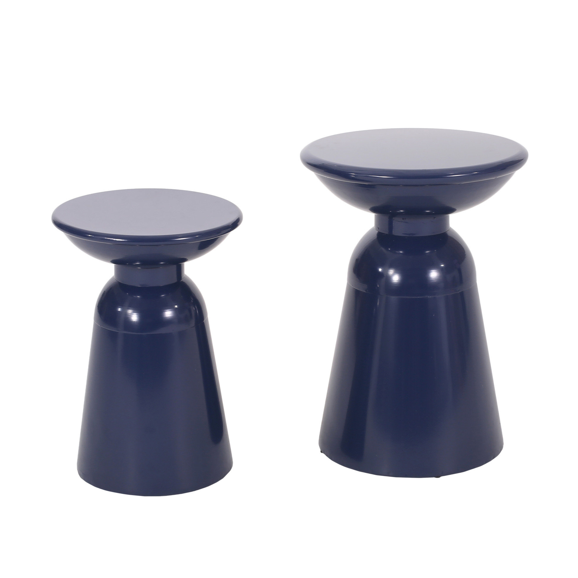 Wrought Studio™ Modern Navy Blue Metal End Tables S/2, Powder-coated ...