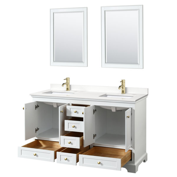 Wyndham Collection Deborah Free Standing Double Bathroom Vanity with ...