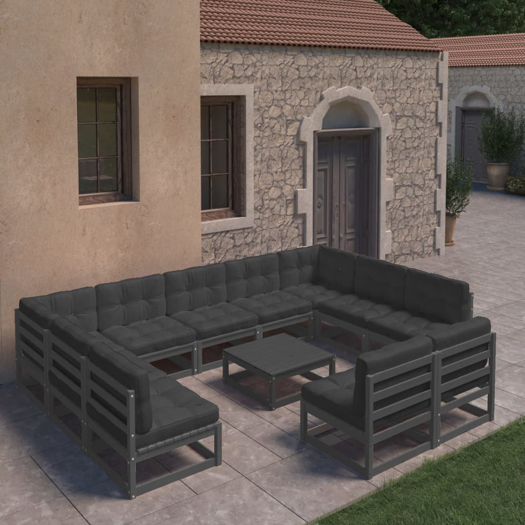 Hokku Designs Garden Lounge Set Solid Pinewood Large Garden Lounge Set ...